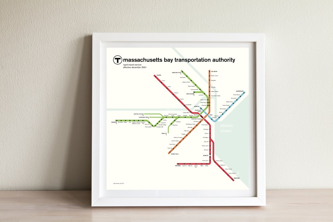 Boston MBTA Subway Map - Original Poster/art Print - Etsy