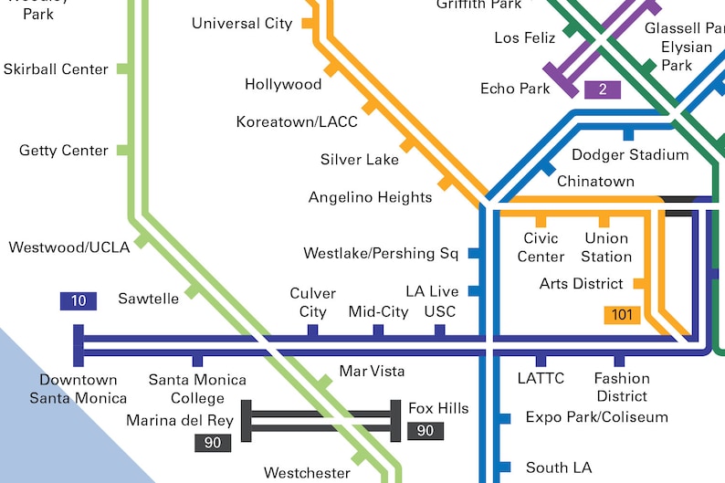 Los Angeles Freeways and Highway Map Print - Etsy