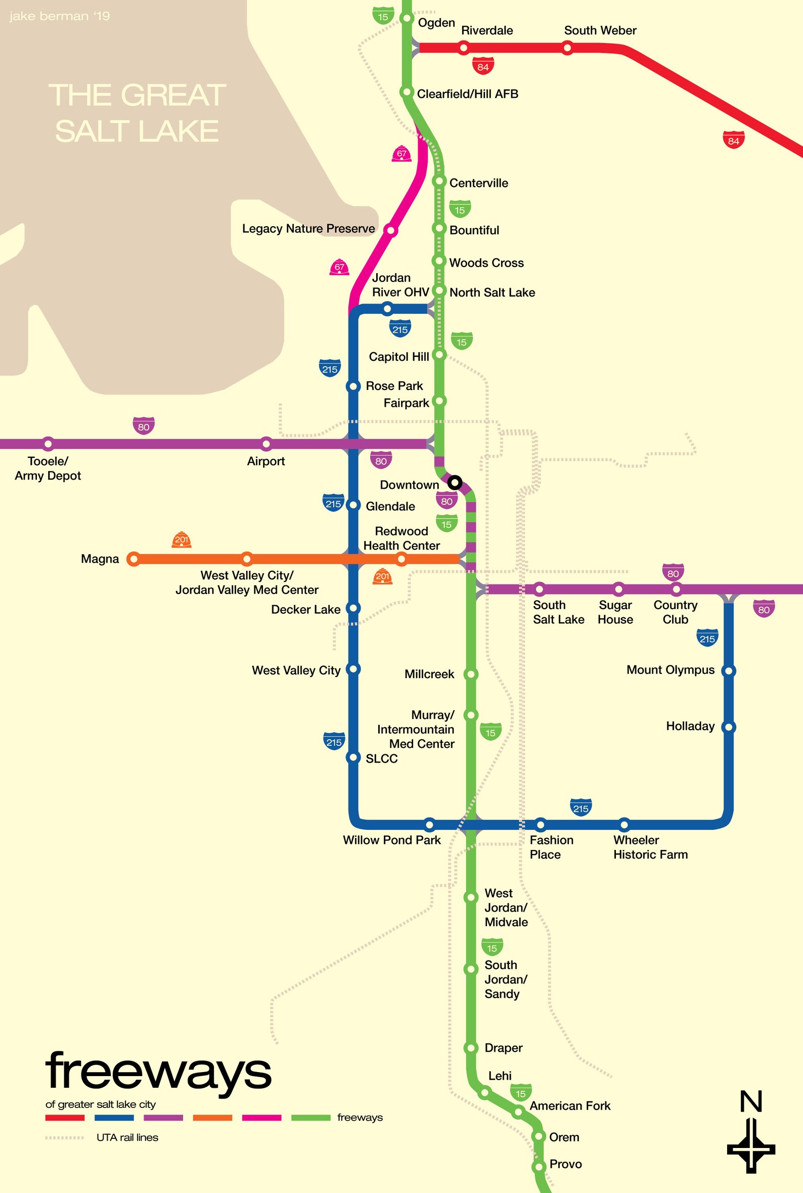 Salt Lake City Utah Freeway System Map | Etsy