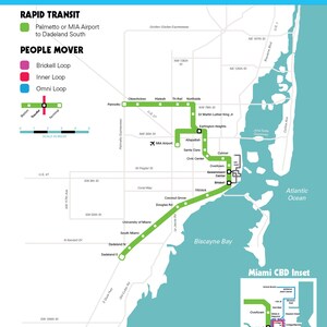 Miami Metrorail and Metromover System Map - Retro Poster - Original Art ...