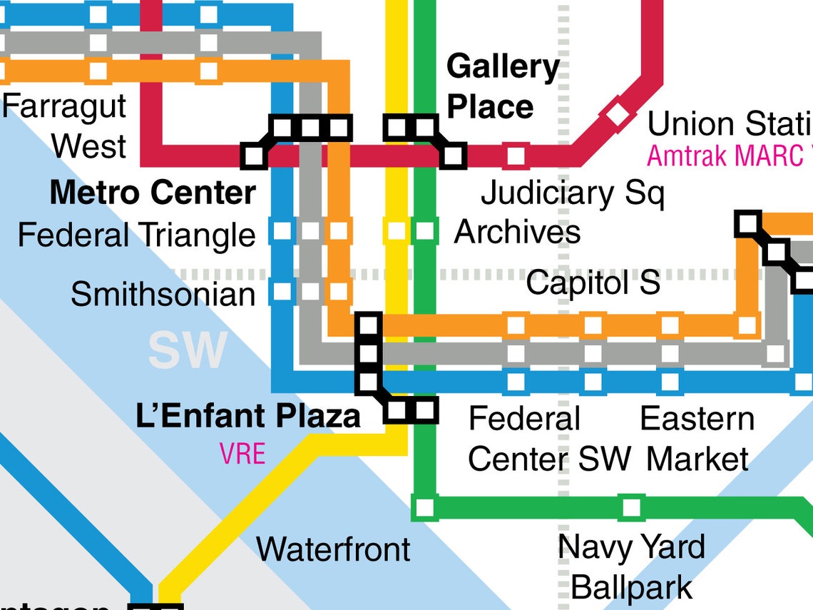 Washington Metro Map Print Original Art | Etsy