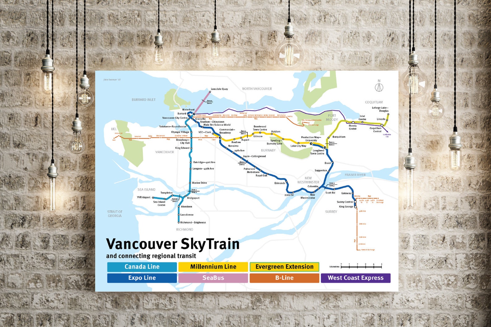 Print Map of the Vancouver Skytrain Original Art Poster - Etsy Canada