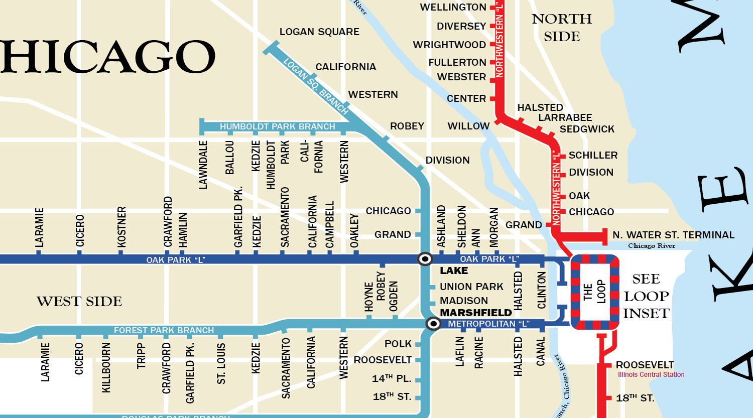 Chicago L Map, 1921, Original Art - Etsy