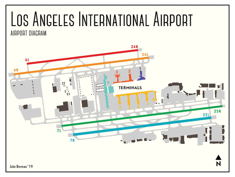 Los Angeles International Airport (LAX) Map Print / Art Poster - Etsy