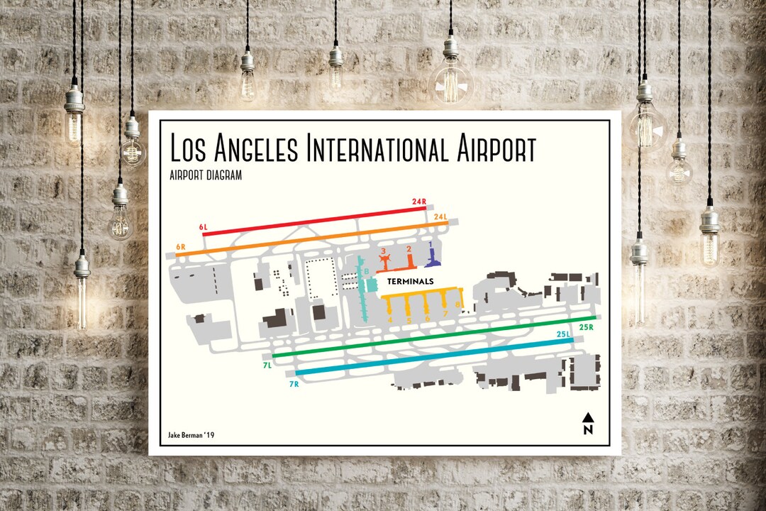 Los Angeles International Airport (LAX) Map Print / Art Poster - Etsy