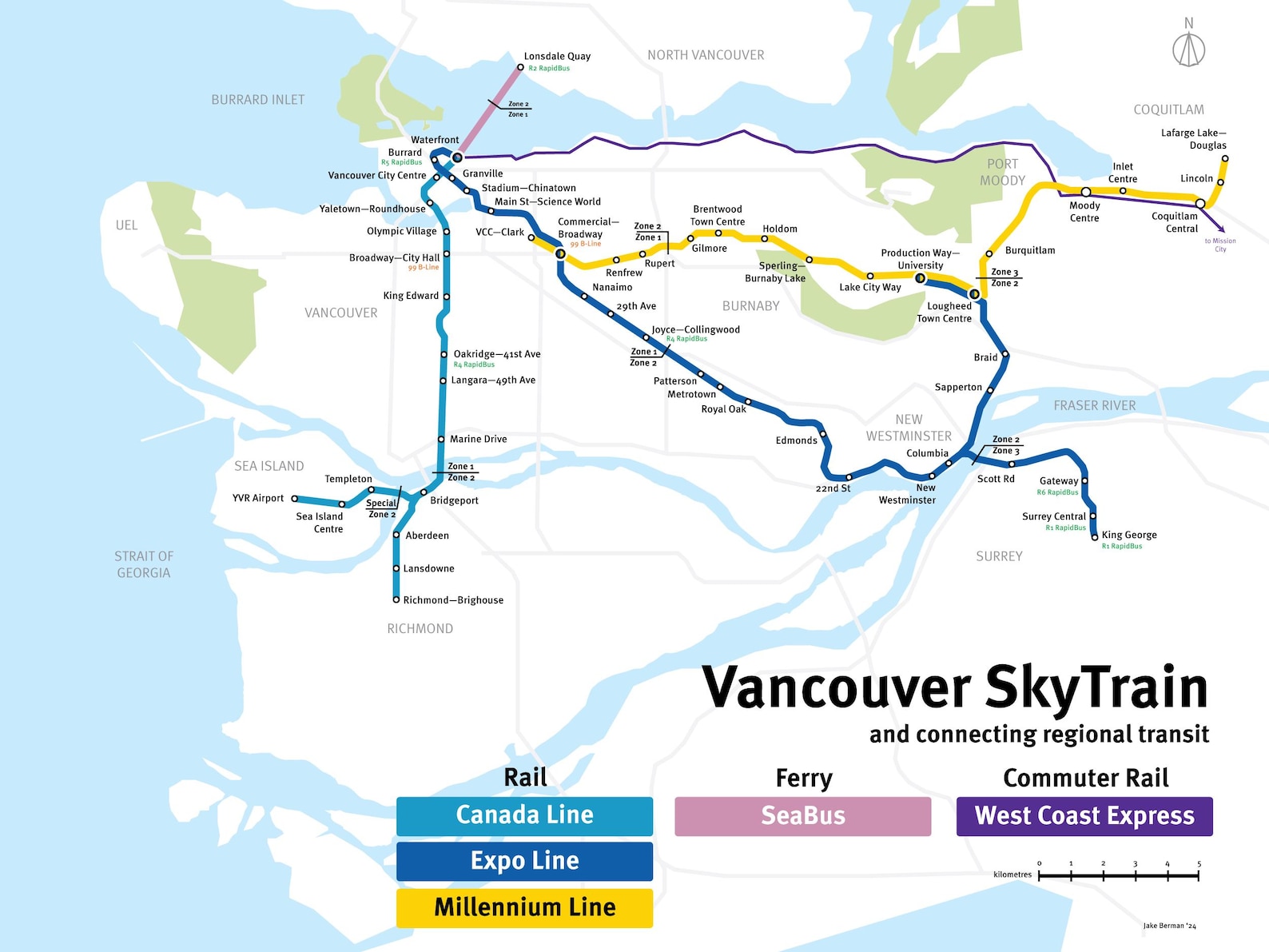 Print Map of the Vancouver Skytrain - Original Art Poster - Etsy