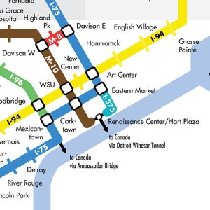 Original Detroit Freeway Map Poster Print - Etsy