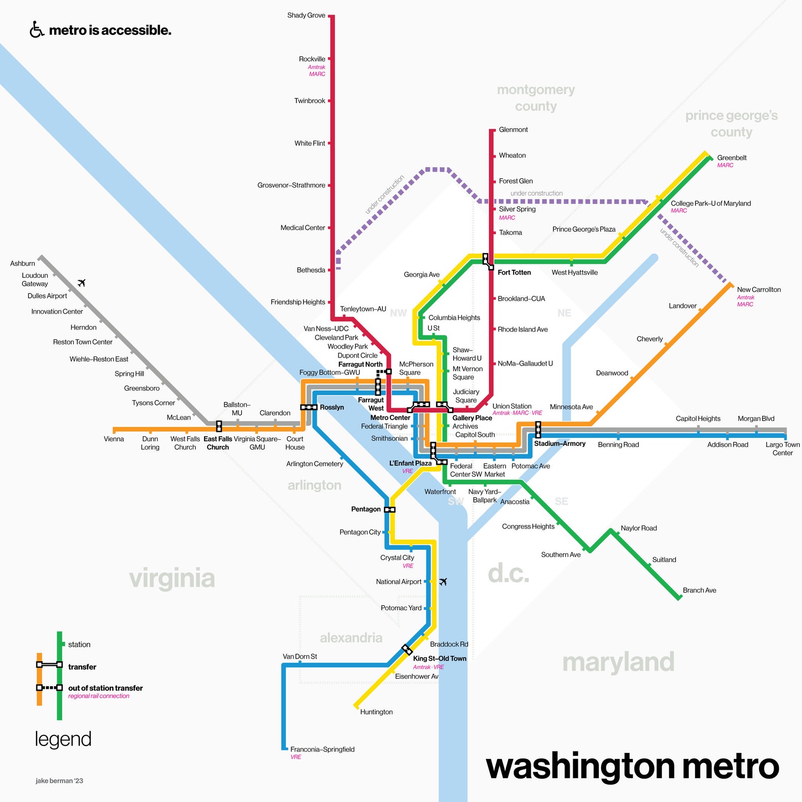 Washington Metro Map Print - Original Art - Etsy