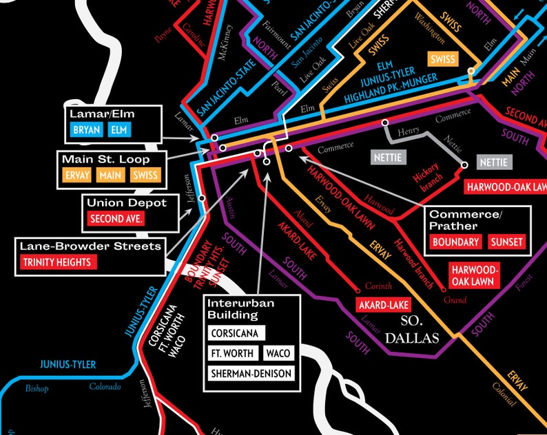 Dallas-fort Worth Texas Light Rail Map Print 1925 Original - Etsy