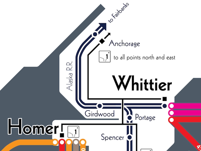 Alaska Marine Highway System Ferry Map Print Original Art - Etsy