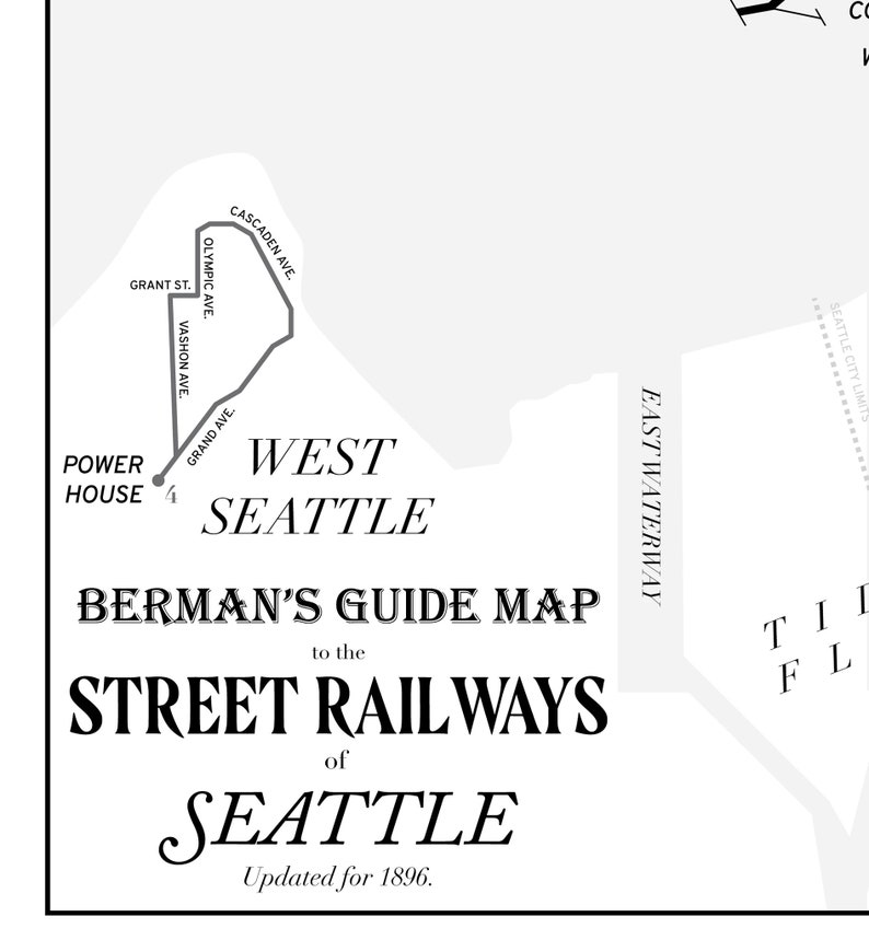 Seattle Streetcar System Map, 1896 Original Art Poster - Etsy