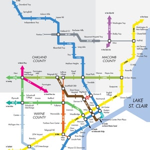 Original Detroit Freeway Map Poster Print - Etsy
