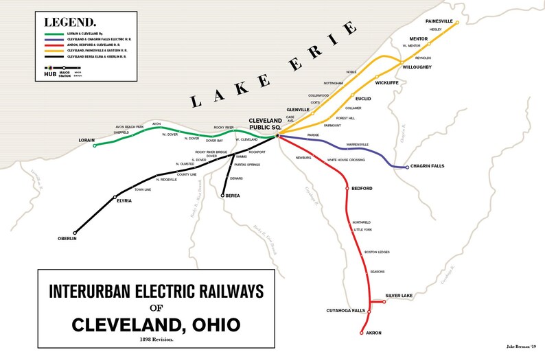 Cleveland Interurban Railways Map Poster Print, 1898 - Etsy
