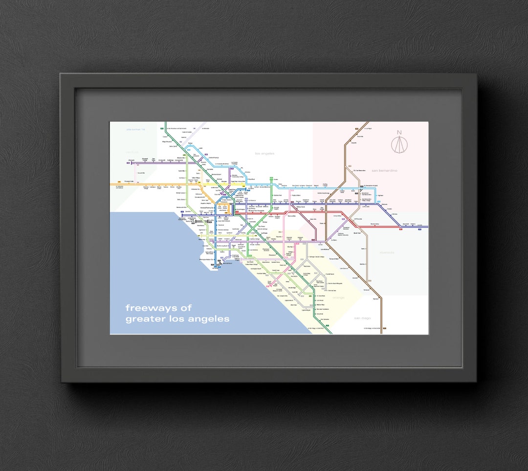 Los Angeles Freeways and Highway Map Print - Etsy