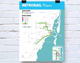 Miami Metrorail Map - Etsy