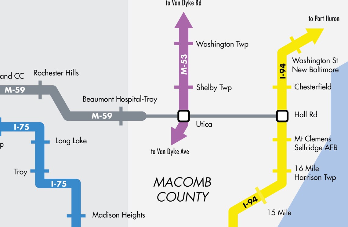 Original Detroit Freeway Map Poster Print - Etsy