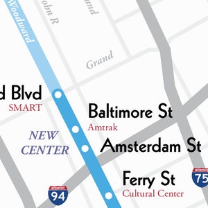 Original Detroit Light Rail Map Poster Print - Etsy