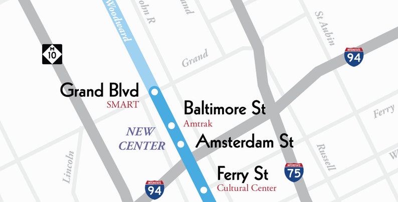 Original Detroit Light Rail Map Poster Print - Etsy