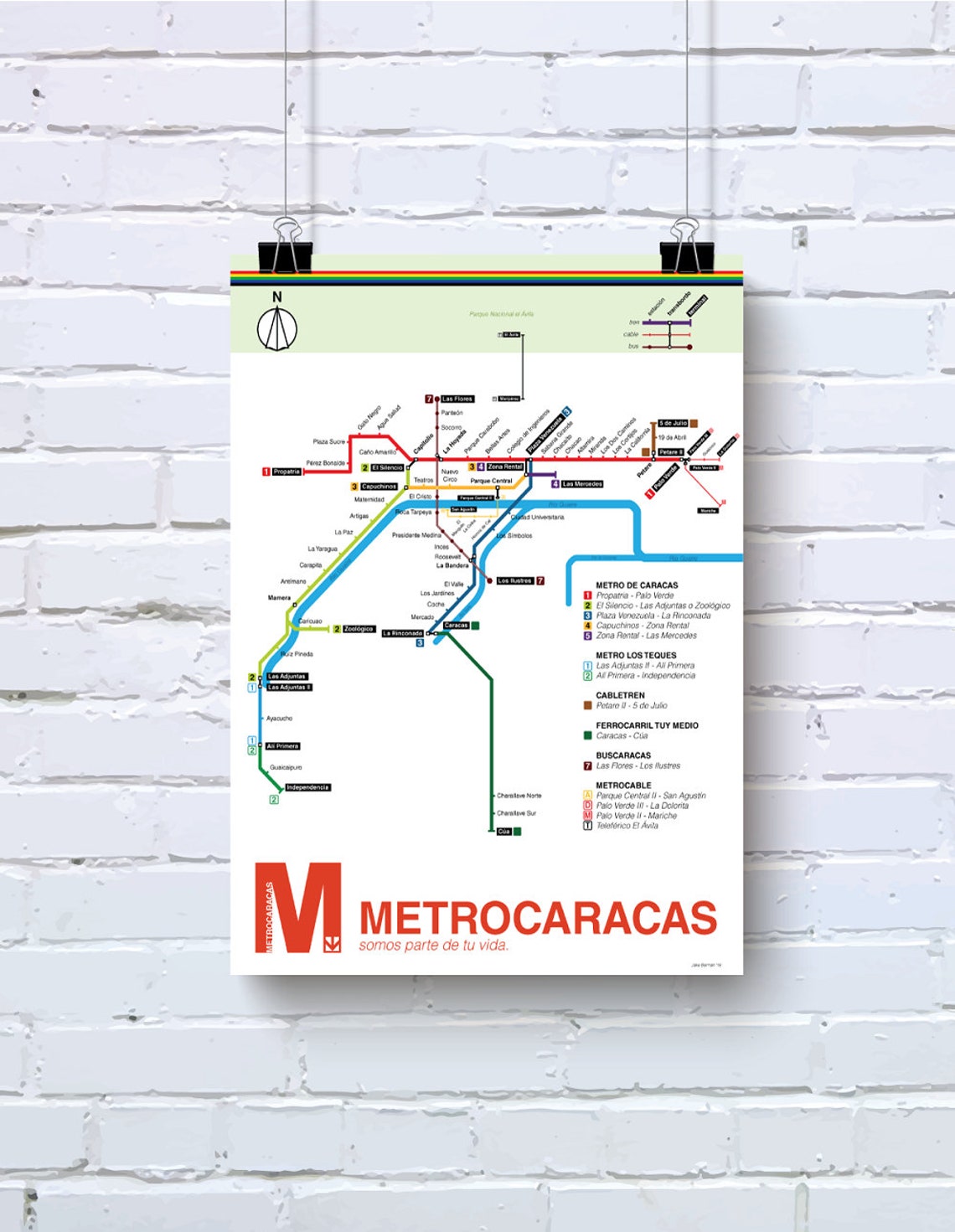 Metro Map of Caracas Venezuela Original Art Poster Print - Etsy