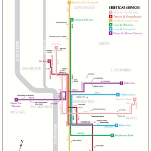 Columbus, OH Light Rail System Map, 1939 - Original Retro Art Poster - Etsy