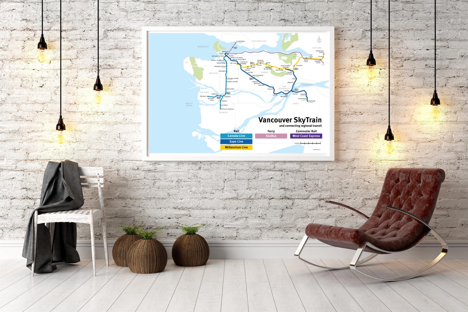Print Map of the Vancouver Skytrain - Original Art Poster - Etsy
