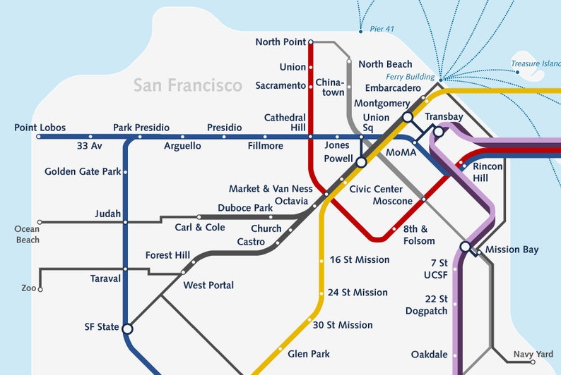 Future San Francisco Bay Area Map Print BART Caltrain - Etsy