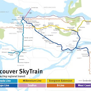 Print Map of the Vancouver Skytrain Original Art Poster - Etsy