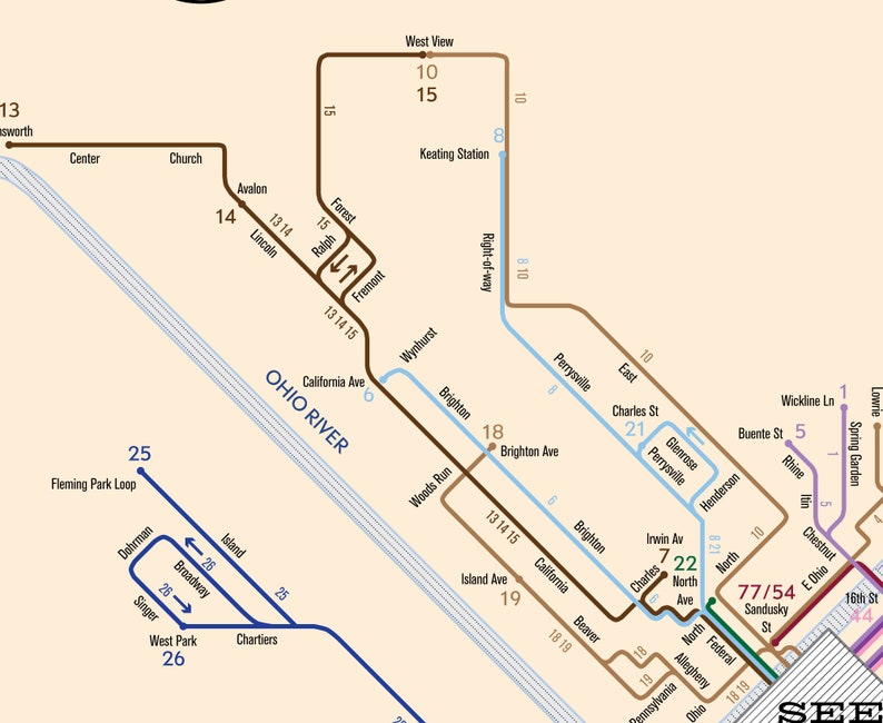 Pittsburgh Railways Streetcar/trolley System Map 1954 - Etsy