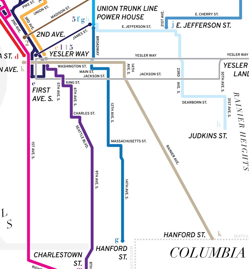 Seattle Streetcar System Map, 1896 - Original Art Poster - Etsy