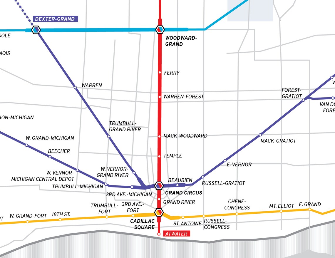 Detroit proposed subway system map print 1918 original art | Etsy