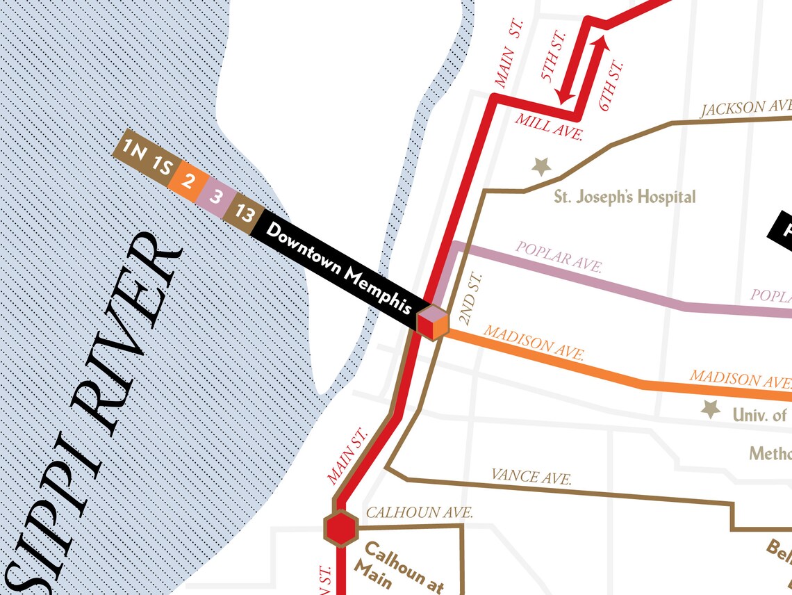 Memphis Street Railway Streetcar/trolley System Map 1945 - Etsy