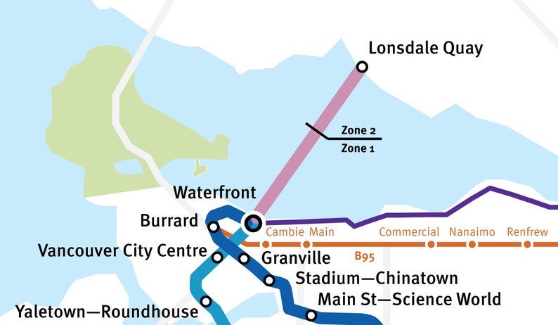 Print Map of the Vancouver Skytrain Original Art Poster - Etsy