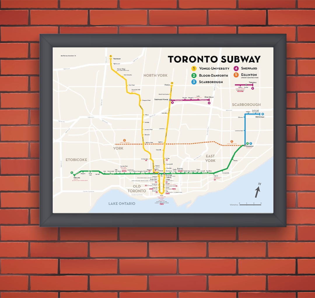 Toronto Subway Map Poster - Original Art Print - Etsy