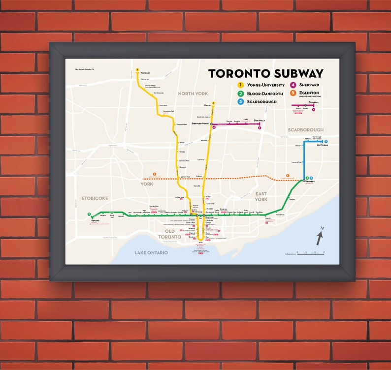Toronto Subway Map Poster - Original Art Print - Etsy