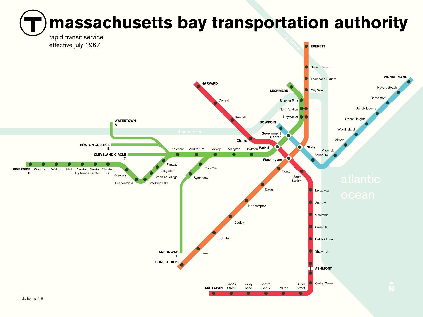 Boston MBTA Map, 1967 - Original Poster Print - Etsy
