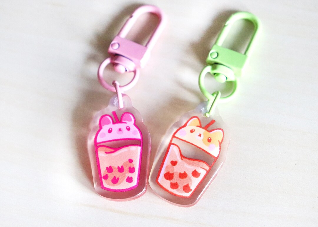 Mini Boba Tea Charms Cute Bubble Tea Keychain for Sweets and Drink ...