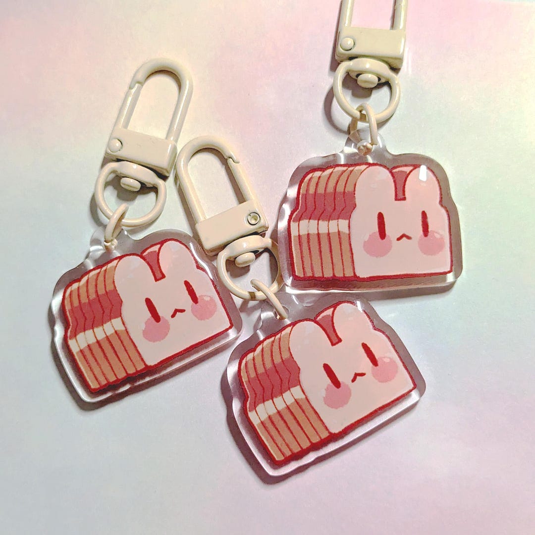 Mini Bunny Bread Loaf Charms Cute Food Themed Keychain Kawaii Bunny ...