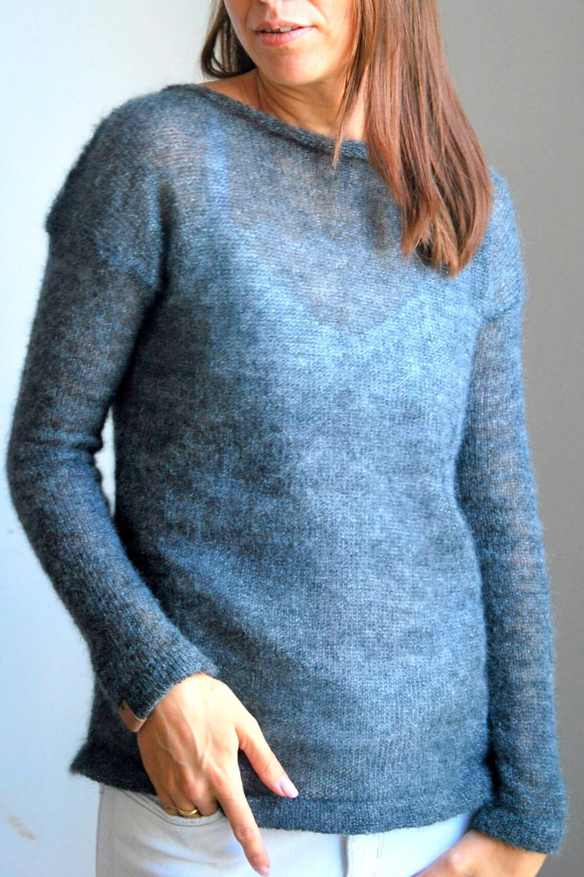 Ash gray mohair silk sweater mohair silk pullover gray | Etsy