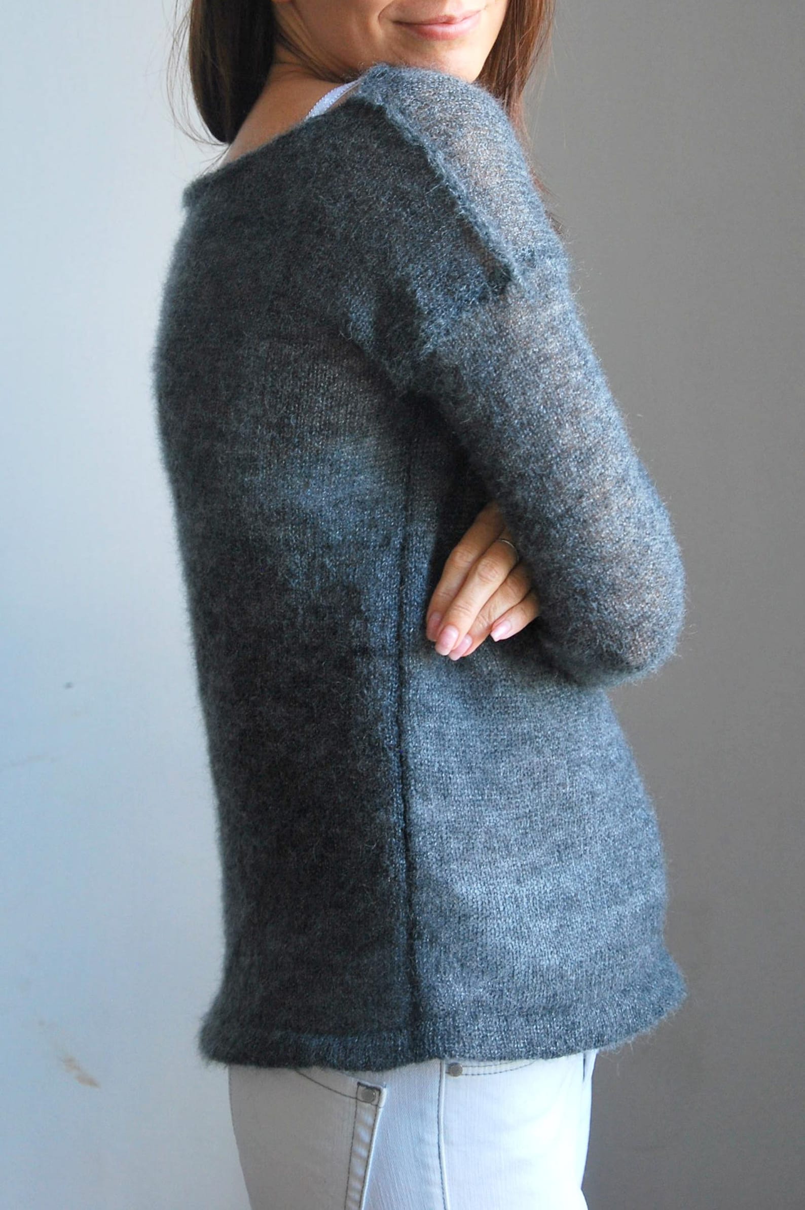 Ash Gray Mohair Silk Sweater Mohair Silk Pullover Gray | Etsy