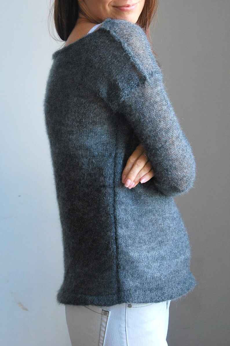 Ash Gray Mohair Silk Sweater Mohair Silk Pullover Gray | Etsy
