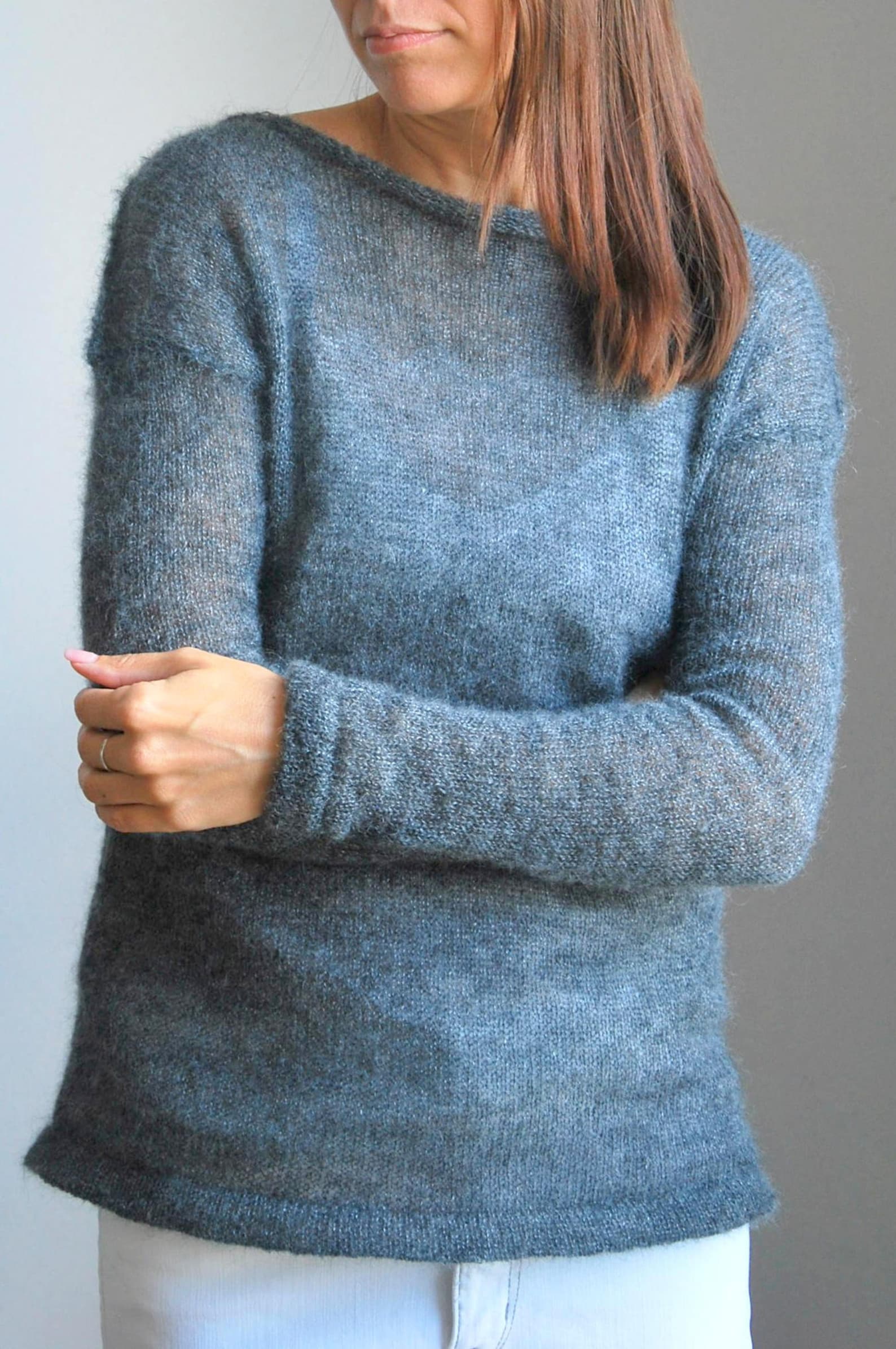 Ash Gray Mohair Silk Sweater Mohair Silk Pullover Gray | Etsy