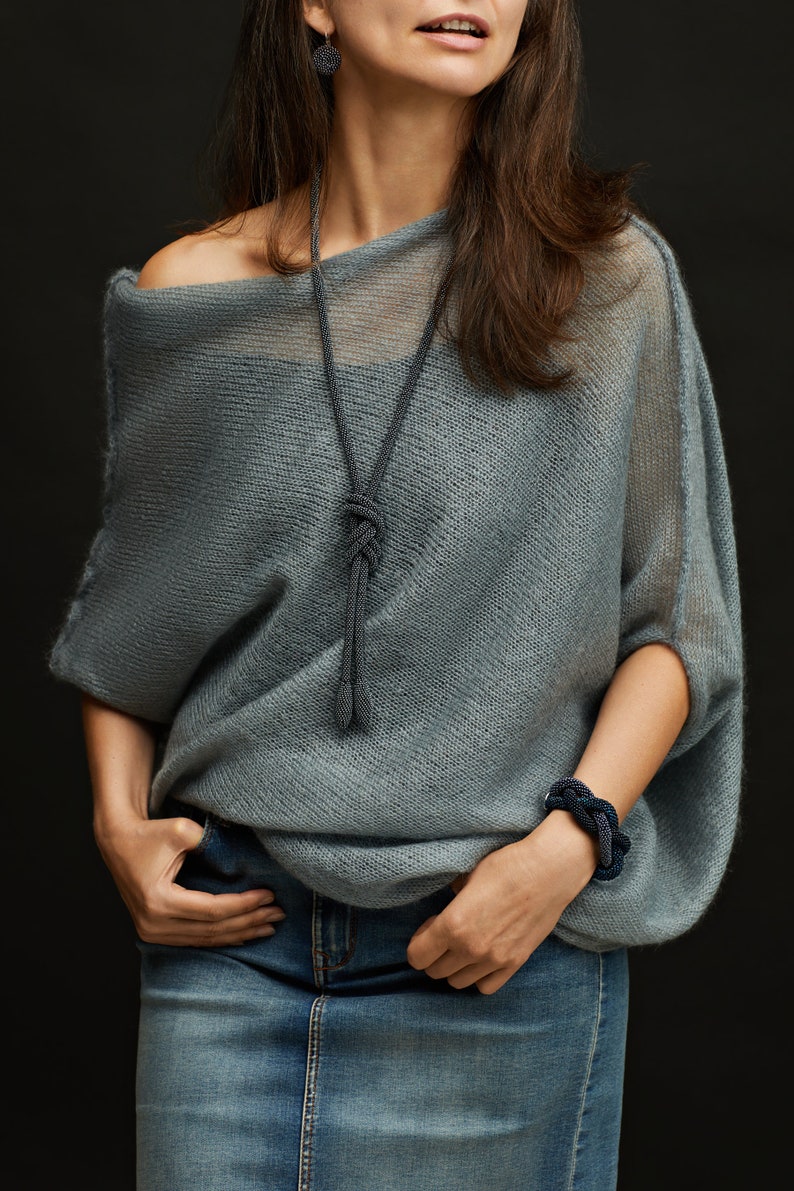 Pull en soie mohair gris pull en soie mohair pull gris pull - Etsy France