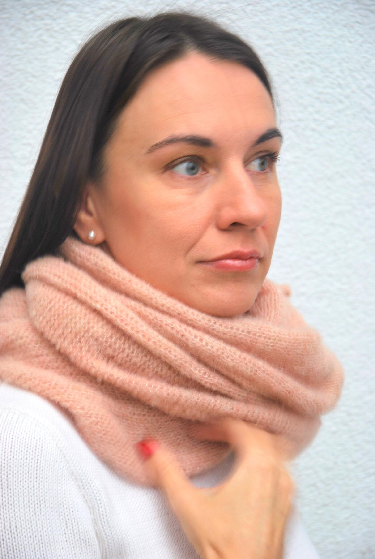 Knitted Pink Sand Alpaca and Silk Wool Scarf for Women - Etsy