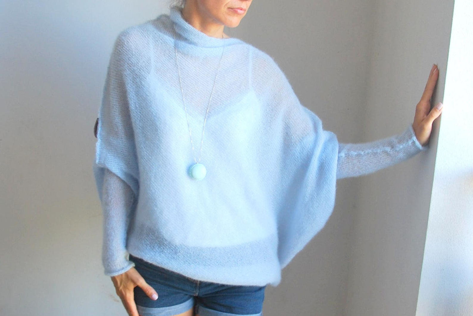 Light Sky Blue Sweater Mohair Sweater Cozy Cardigan Bridal | Etsy