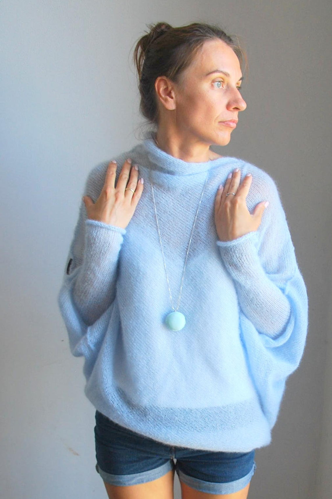 Light Sky Blue Sweater Mohair Sweater Cozy Cardigan Bridal | Etsy
