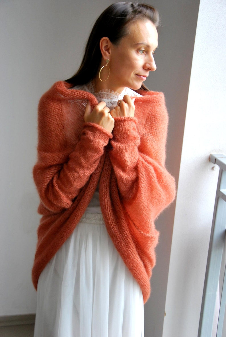 Rust Mohair Silk Handmade Cardigan Wedding Rust Pullover - Etsy