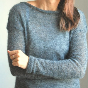 Ash Gray Mohair Silk Sweater, Mohair Silk Pullover, Gray Sweater, Soft ...