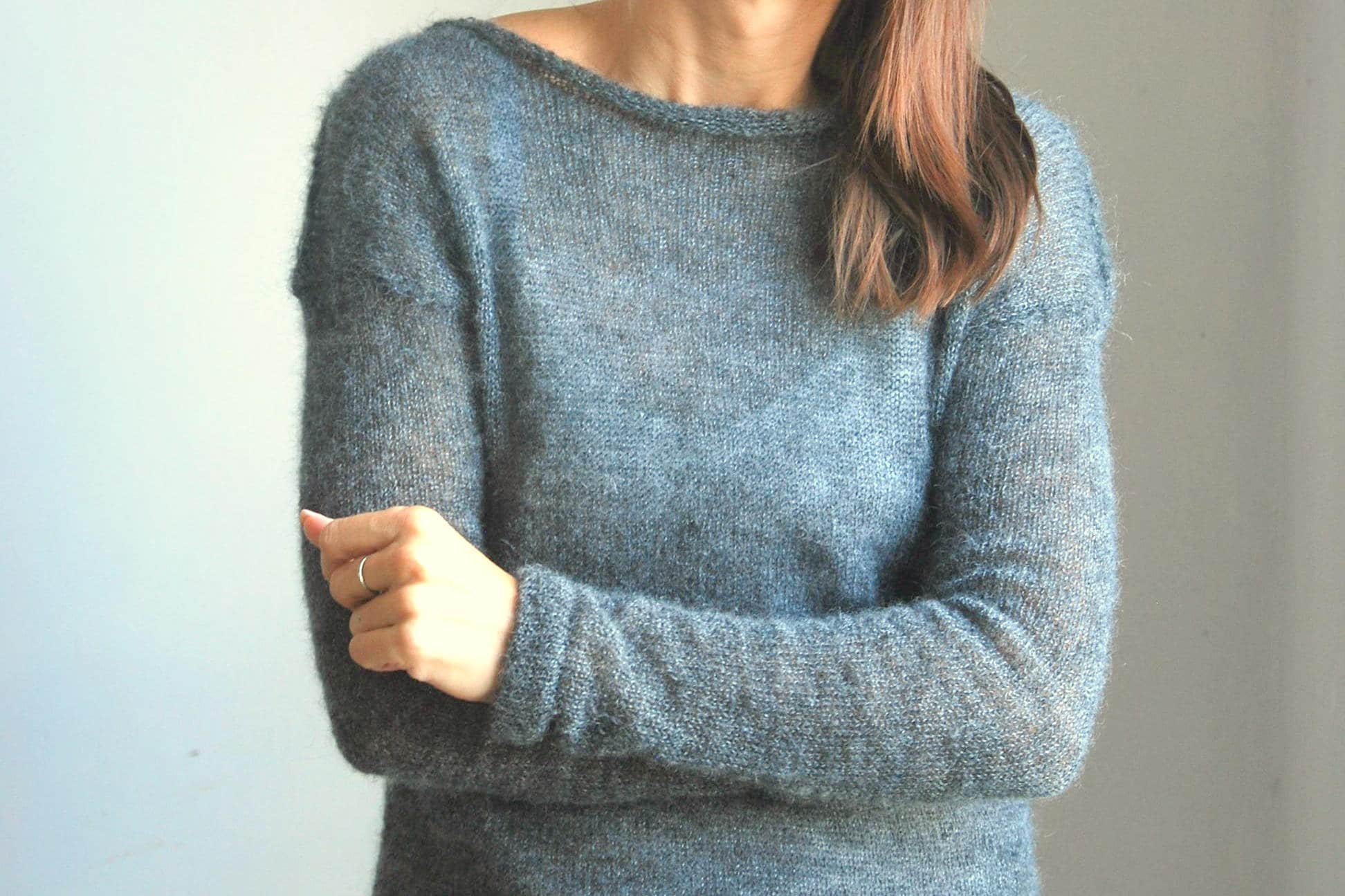 Ash gray mohair silk sweater mohair silk pullover gray | Etsy