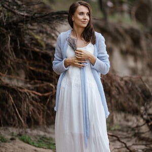 Light Sky Blue Mohair Silk Cardigan , Wedding Sky Blue Accessories ...