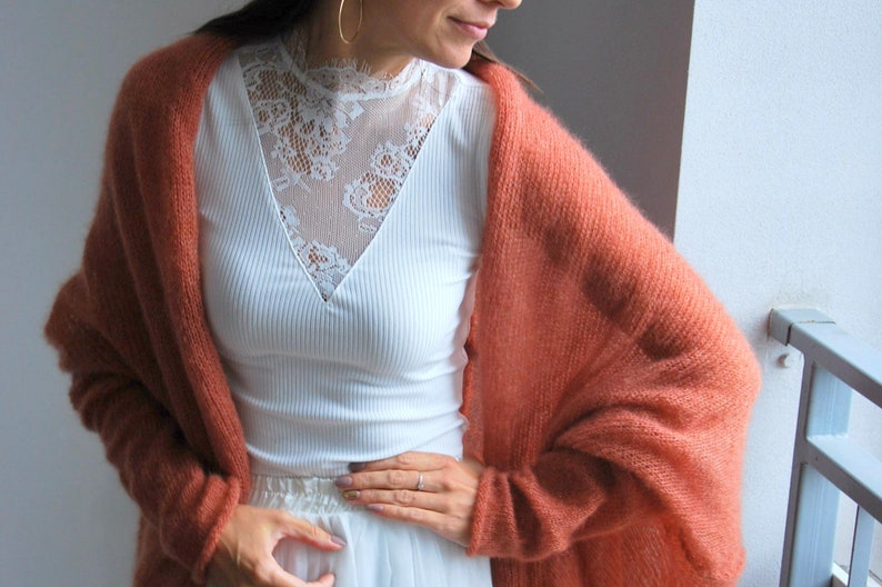 Rust Mohair Silk Handmade Cardigan Wedding Rust Pullover - Etsy